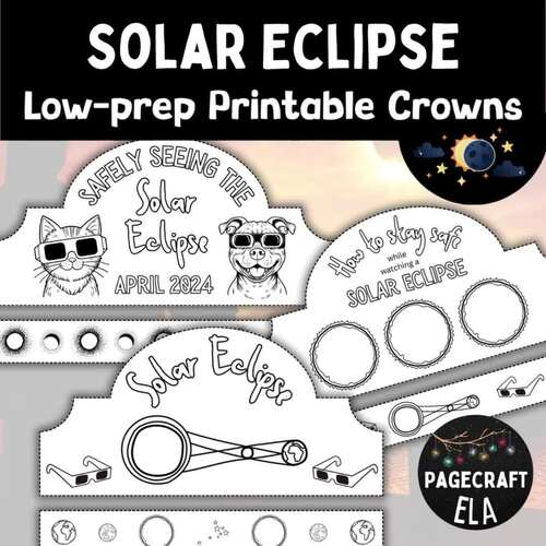 Solar Eclipse Printable Crown Craft Templates with Differentiated Options