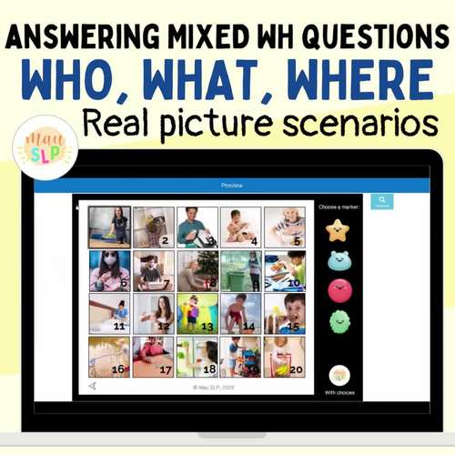 Answering Mixed WH Questions: Real Pictures Boom Cards™ by Mau SLP