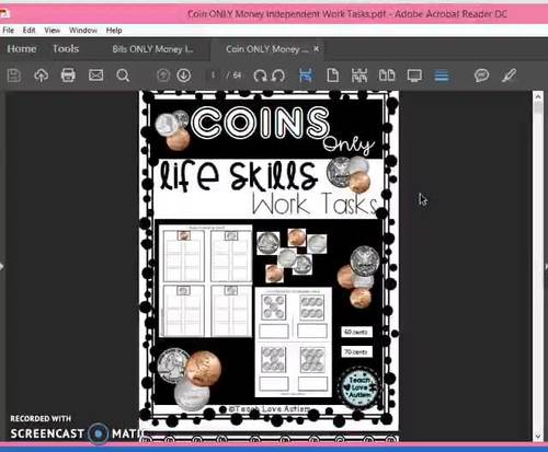COINS ONLY - Money Independent Work Binder by Teach Love Autism | TPT