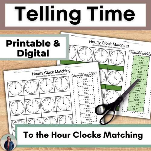 Telling Time Activities to the Hour with Analog Clocks Functional Math
