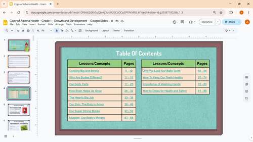 Google Slides Lessons - Alberta Health - Grade 1 - Growth and Development