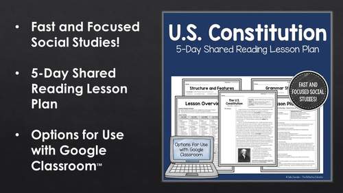 U.S. Constitution | Shared Reading Lesson Plan by The Reflective Educator