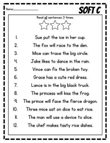 Soft and Hard C & G Decodable Sentences by Ladybug Lane Creations