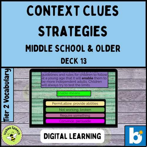 Context Clues Tier 2 Vocabulary Middle School Digital Learning 13 Boom ...
