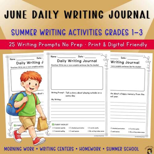 June Writing Prompts | Daily Writing Journal | Summer Writing ...