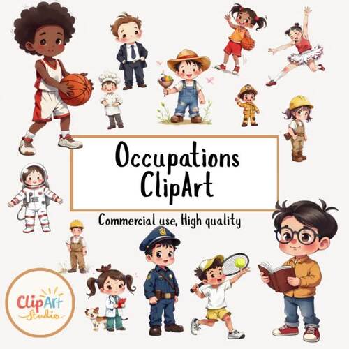 Occupations Clip Art - Kids future Jobs. Occupations activity. Parents