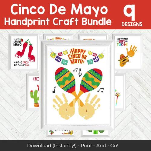 Cinco de Mayo Handprint Art BUNDLE - Cinco De Mayo Handprint Craft