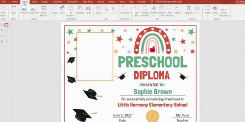 Editable Preschool Graduation Diploma & Certificate Retro Rainbow PDF ...