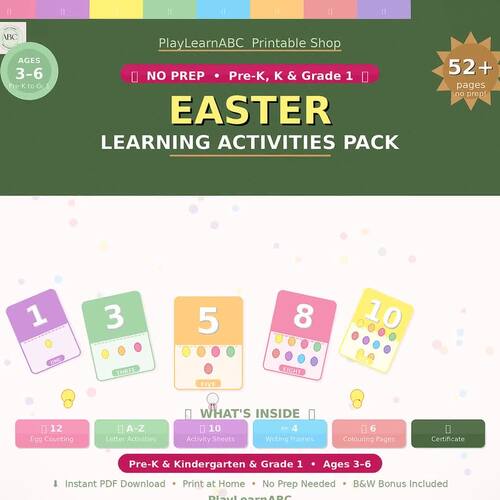 Easter Learning Activities Pack | No Prep Printables | Pre-K ...