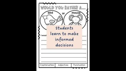 Back to School Would You Rather Questions - Opinion Writing Prompts ...
