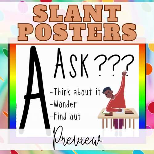 SLANT Posters for Classroom Management Tool, Active Listening - Rainbow