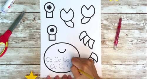 Crab Craft | Build a Letter C One Page Summer Craft Activity Phonics