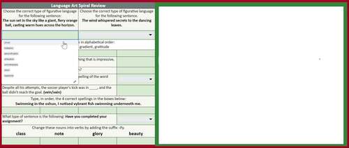 NO PREP - Spiral Language Art Review for 4th/5th Grades - Music Heart