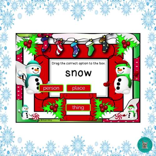 Christmas Snowman Nouns Person Place Thing Winter Boom Cards™ | TPT