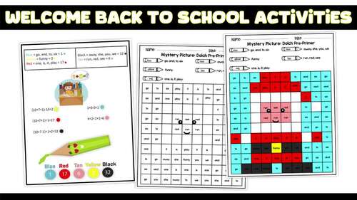 Back to School: Order of Operations & Color by Sight Word Mystery Pictures