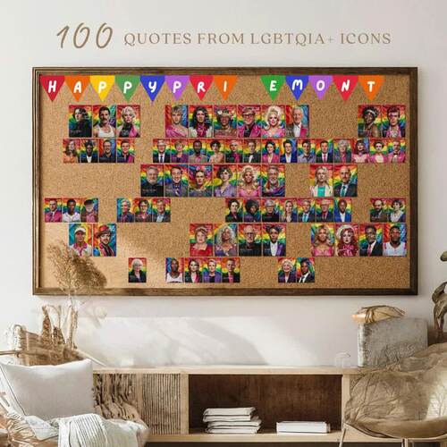 Pride Month LGBTQIA+ Quote Posters, Set of 100 June Bulletin Board Decor