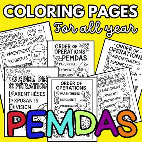 Order of Operations Anchor Chart | PEMDAS Coloring Pages | Seasonal ...