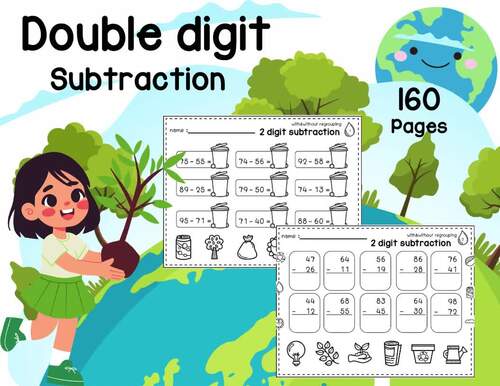Earth Day Math Activity – Double Digit Subtraction with and without ...