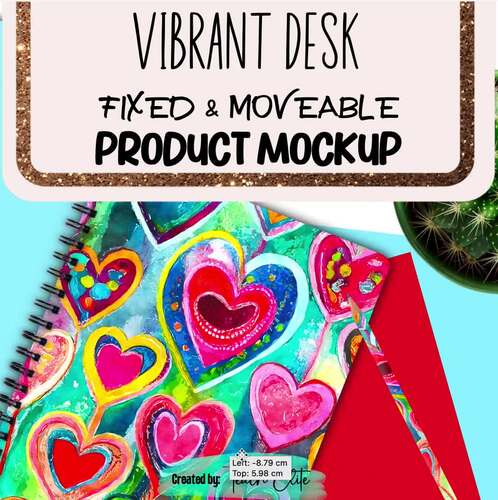 Vibrant Desk Mockup FIXED & MOVEABLE Scenes Mock-up by Teach Elite
