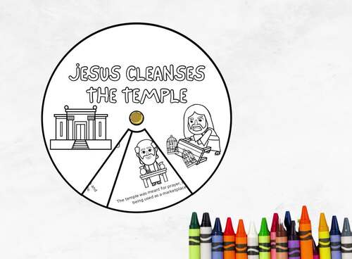 Jesus Cleanses the Temple Bible Lesson Spinning Wheel, Sunday School Craft