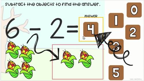 Fall Themed SUBTRACTION - ONLINE Distance Learning Google Digital +PPT