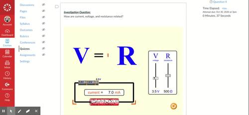 PhET Ohms Law Simulation - Self-grading Canvas Quiz by Ready Online ...