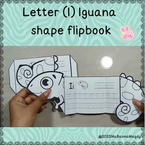 Letter (I) craft/activity Iguana shape flipbook for kindergarten and ...