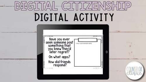 Digital Citizenship Digital Counseling Reflection Activity by Counselor ...