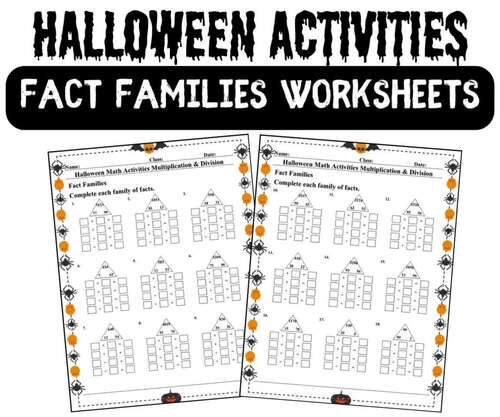 Fact Families Worksheets Multiplication Division Funny Halloween Activities