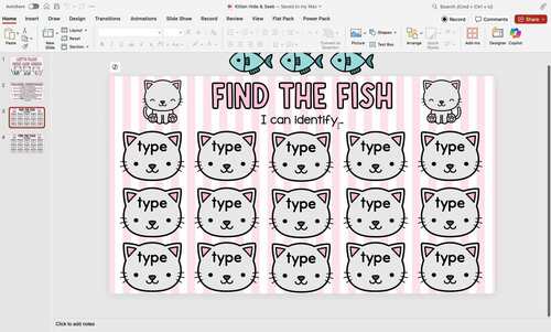 Kitten Hide & Seek /Sight Word & Phonics Game /Editable PowerPoint Template