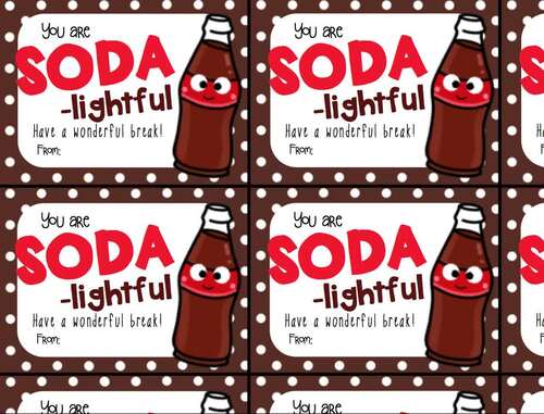 Coke (Cola/ Soda) Christmas/Winter Holiday Gift Tag- You are SODA-lightful!