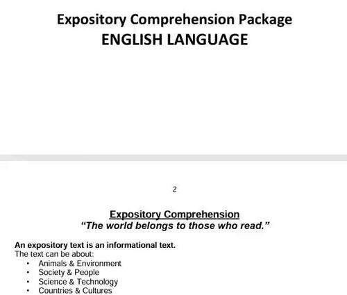 Expository Comprehension - 6th-12th Grade ELA - Notes & Assessment ...