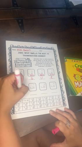 Thanksgiving Math Activity Multiplication with Zeros | Find the Punchline