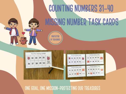 Counting Numbers to 40 Review | Missing Number Math Centers Printable ...
