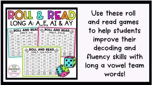 Long A Vowel Teams AI AY A_E | Phonics Roll and Read Activities | TPT