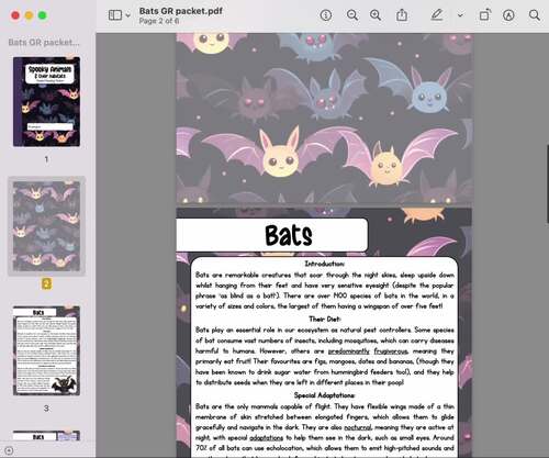 Bats || Spooky Animal Informational Text || Halloween Guided Reading Packet