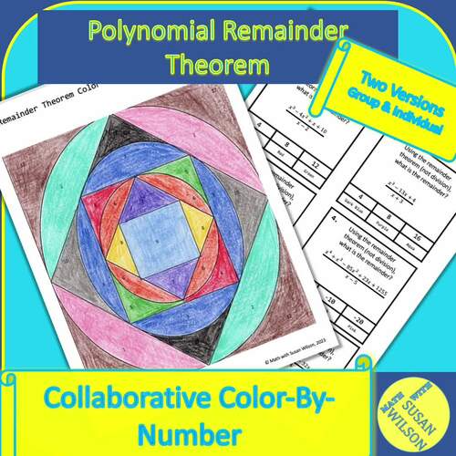 Polynomial Remainder Theorem Individual or Group Color by Numbers