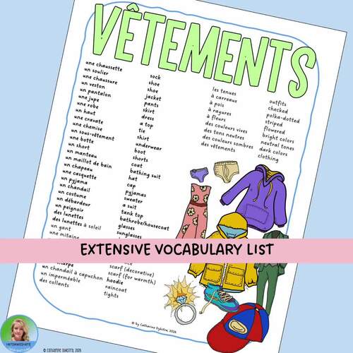 7th-9th Grade French Clothing Vêtements Weather Météo PORTER Games ...