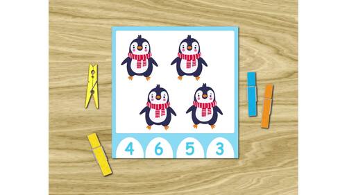Winter Clip and Count Cards 1-20, Counting Activity, Homeschool Resource
