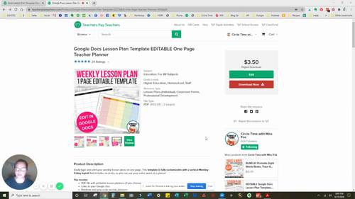 Google Docs Lesson Plan Template EDITABLE Weekly Teacher Planner One Page