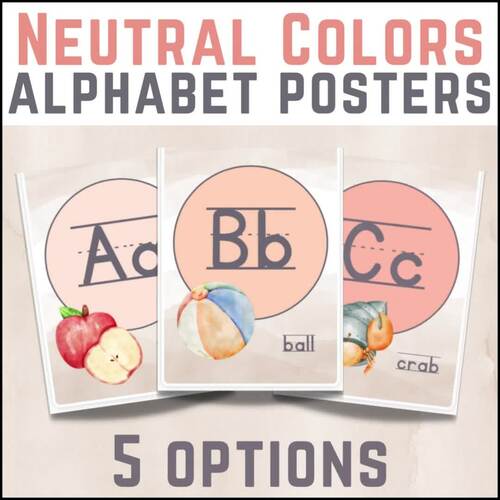 Calm Boho Neutral Theme Alphabet Posters | Classroom Decor | Back to School