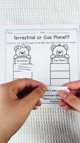 Terrestrial Planet or Gas Planet? – Cut and Paste Sorting Activity