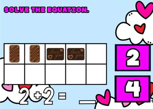 Boom Cards: Valentines Day Chocolate Addition Within 10 | Facts to 10