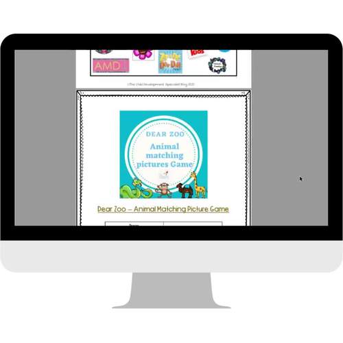 Early Intervention activity animal matching Dear Zoo | TPT