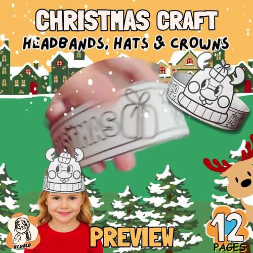 Christmas Reindeer Headbands, Hats & Crowns Craft |Cut & Color Activity ...