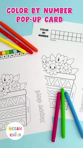 Printable Color By Code Flower Craft Pop Up Card Spring Activity ...