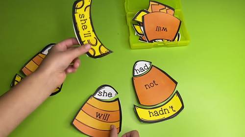 Halloween Contractions Hands-on Matching Practice, Worksheets, Digital ...