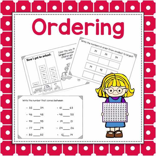 First Grade Math Journal for Ordering Numbers and Sorting by Size