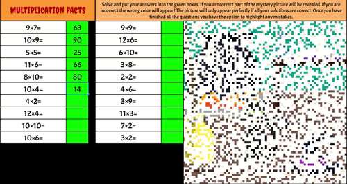 Halloween Math Pixel Art Multiplication Facts by Pick Up and Go Resources
