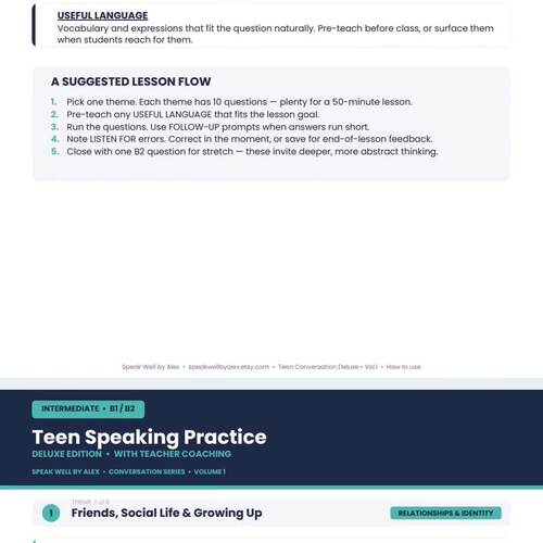Teen ESL Conversation Lesson | 60 Speaking Questions + Coaching | B1 B2 ...
